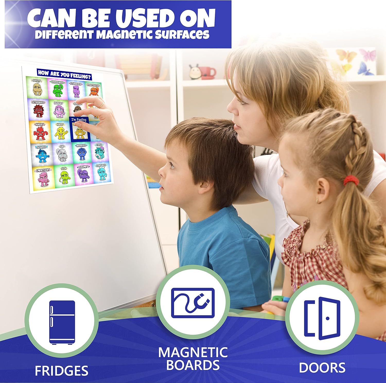Buy Magnet Feelings Chart for Kids and Toddlers - Mood Meter Emotions ...