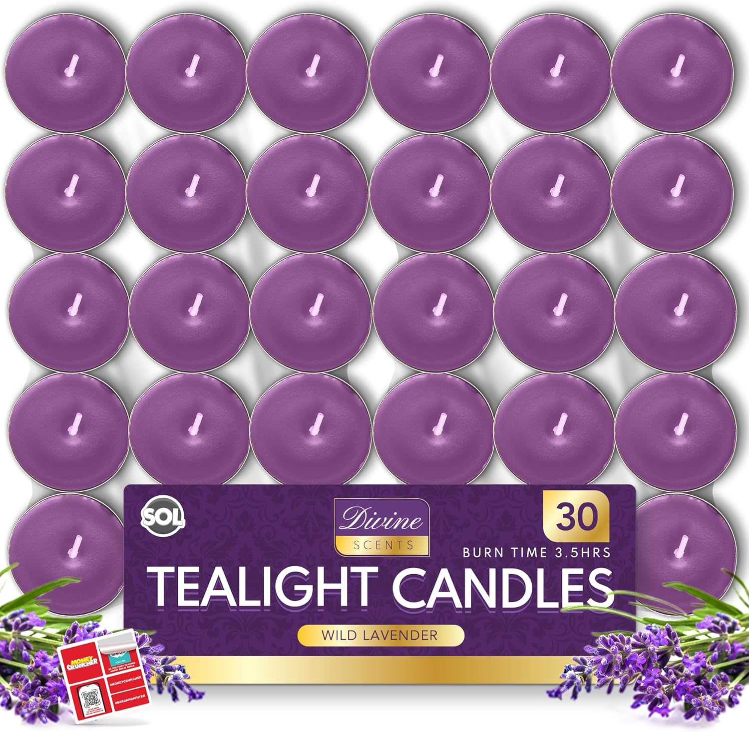 30pk Scented Tea Lights Lavender Candles Scented Strong Scented Tea ...