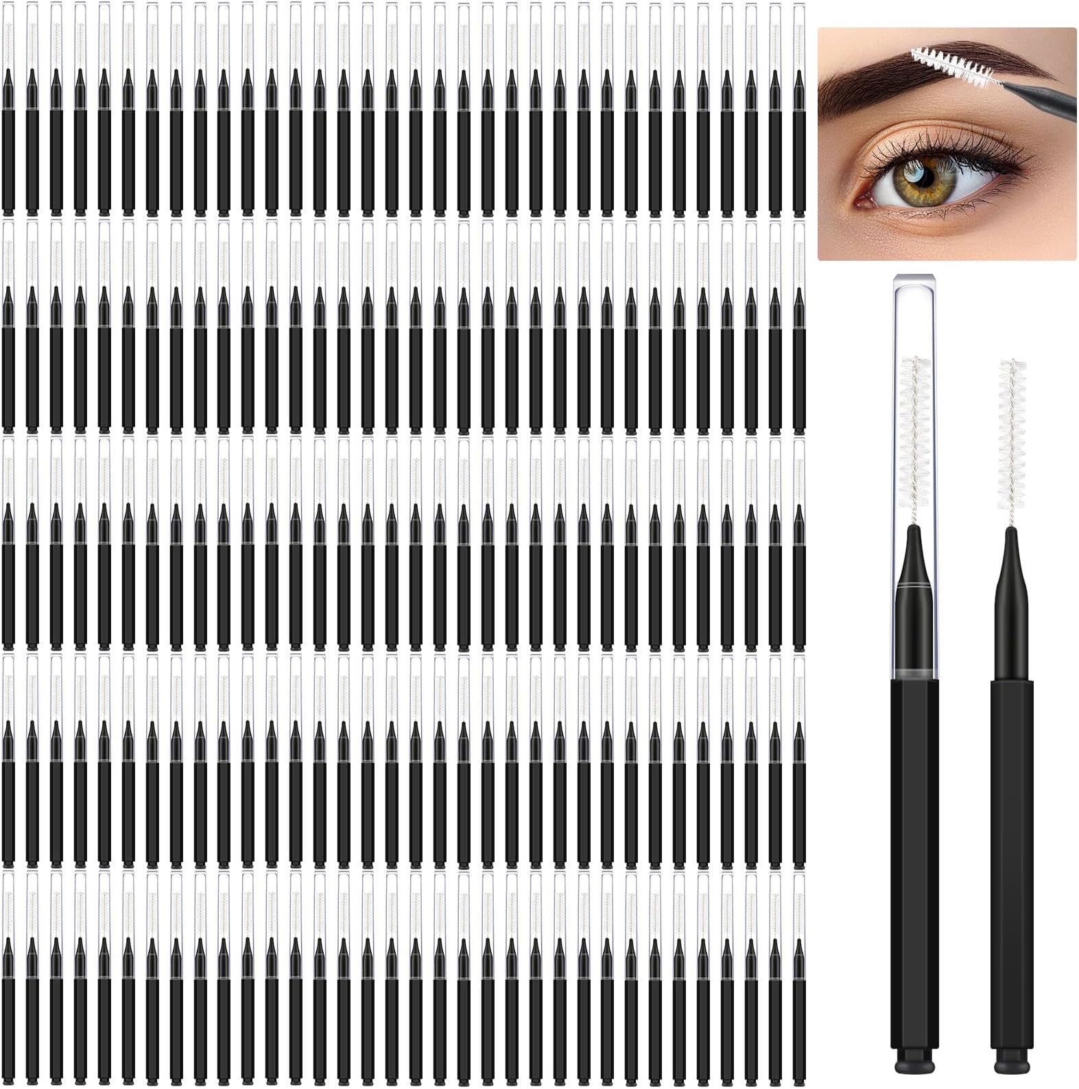 Amazon.com: Patelai 150 Pieces Micro Eyebrow Brush with Cap Brow Lamination Spoolie Comb Lift ...