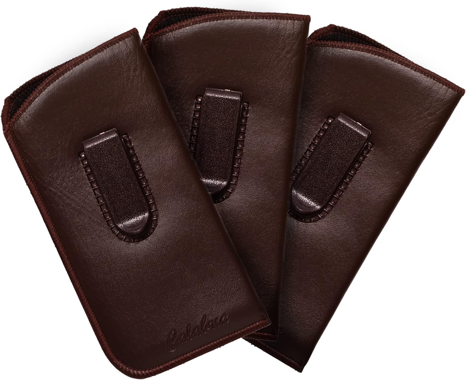 Calabria Soft Slip-In Glasses Case Vertical Pocket Clip Brown 3 Pack ...
