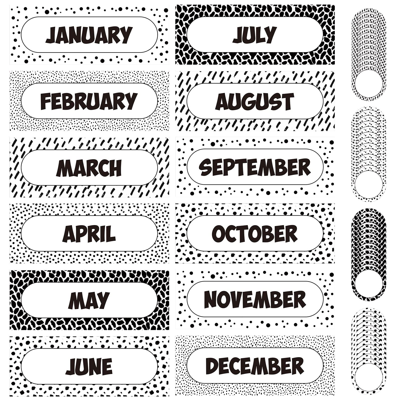 Buy Crtiin 60 Pcs Monthly Headliners Painted Dots on White Months of ...