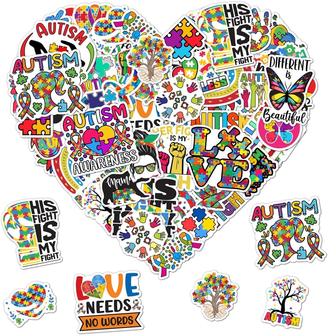 Amazon.com: 50 Pack Pcs Autism Awareness Stickers for Water Bottles ...