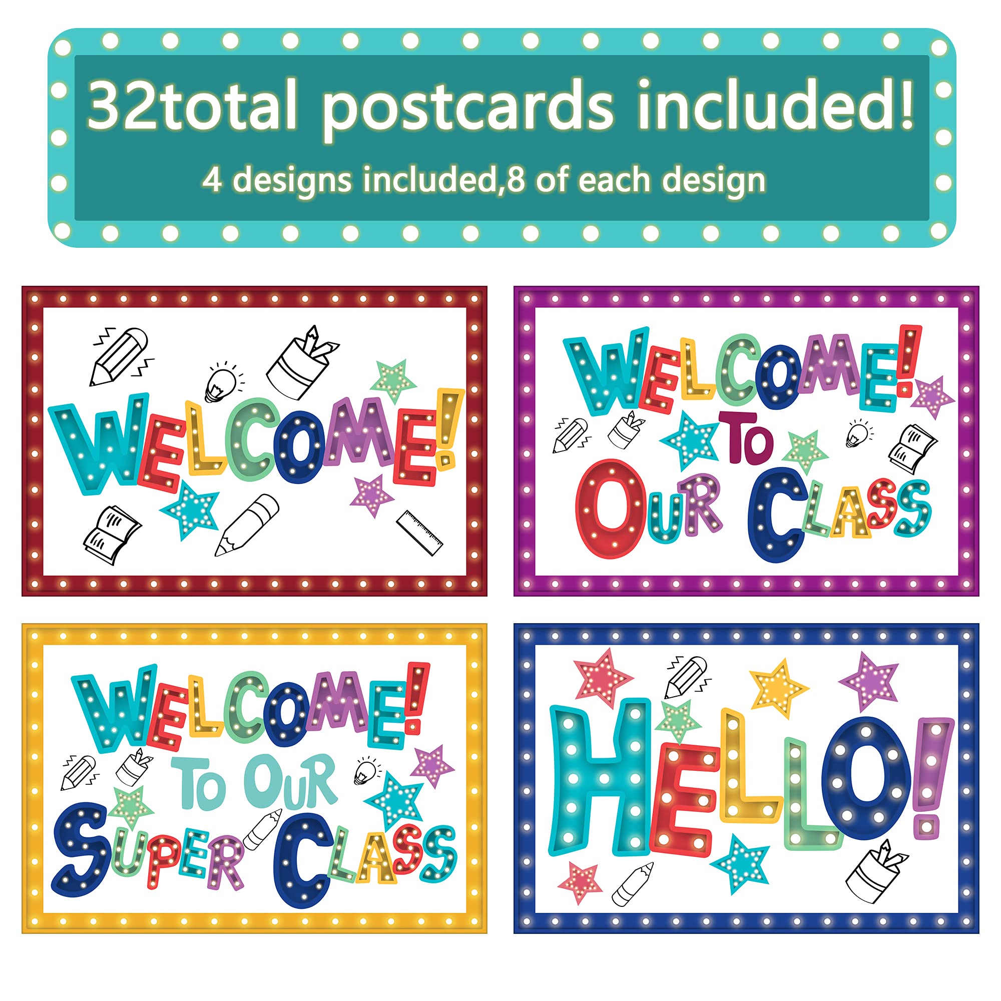Snapklik.com : Codree 32 Pieces Marquee Welcome Postcards, 4 X 6 Inch ...