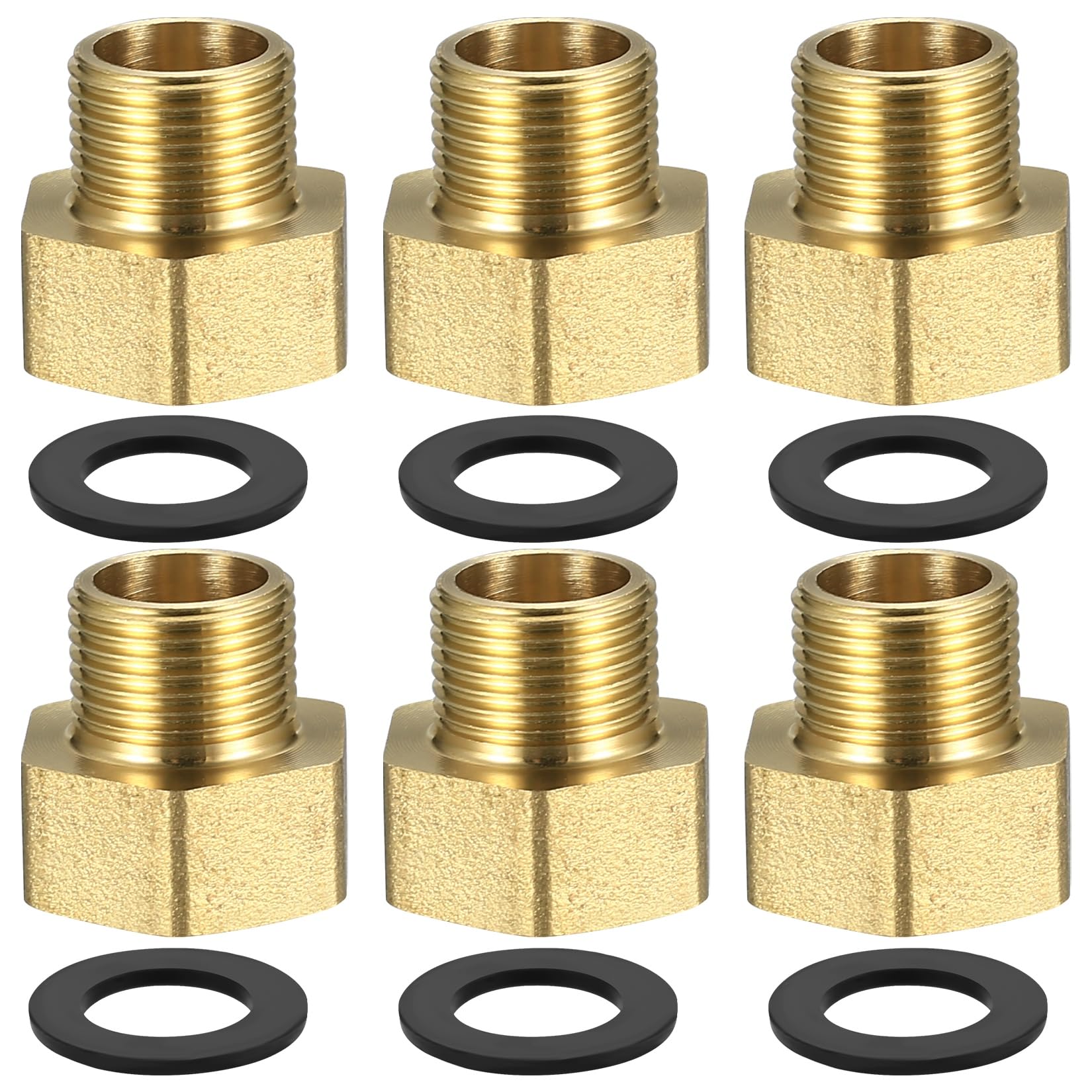 1/2” Female to 3/8” Male Adapter, 6 Pcs BSP Thread Brass Hose ...