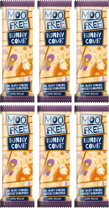 Moo Free Bunnycomb Mini Bars - Dairy Free Vegan Milk Chocolate (20g x 6 ...