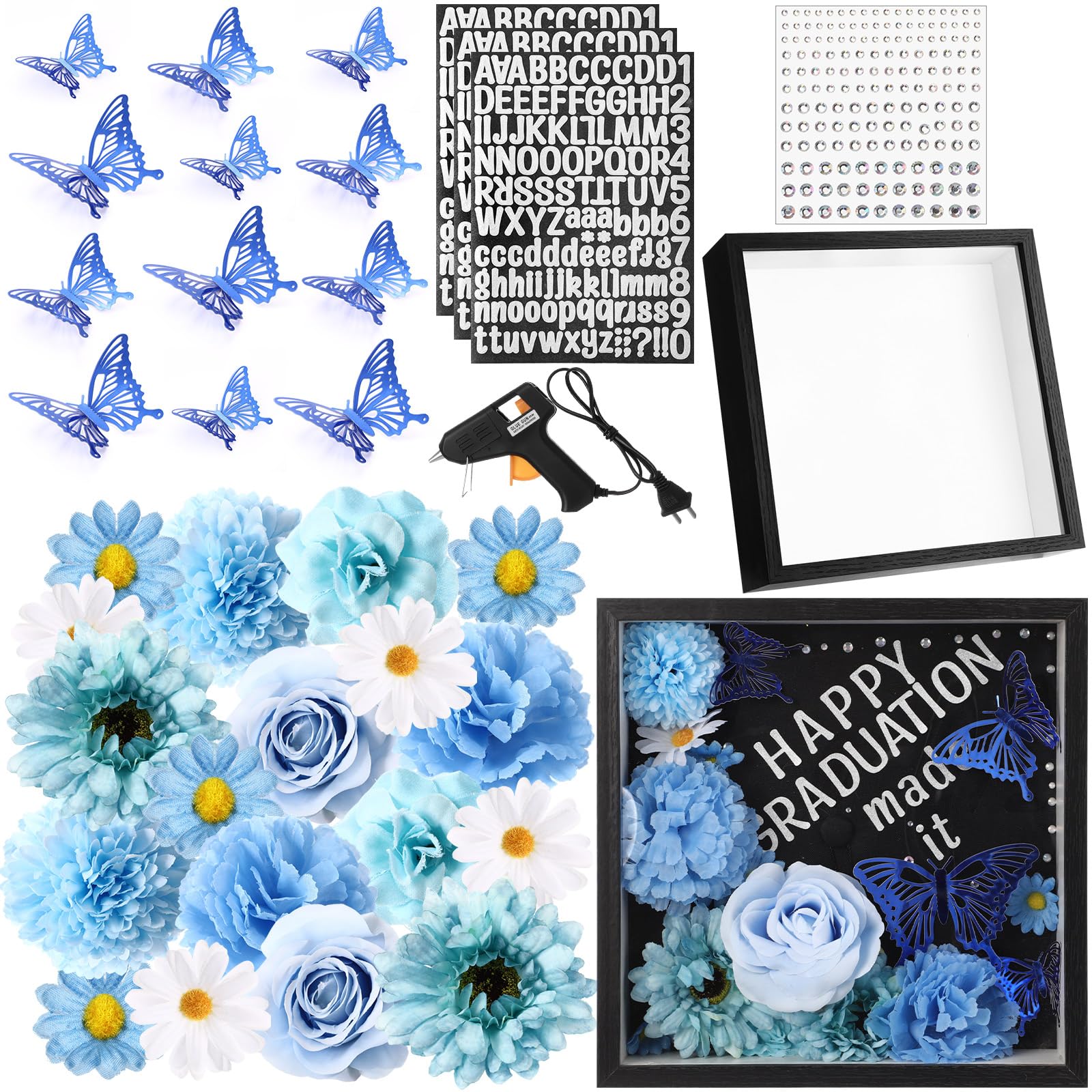 Snapklik.com : 36 Pcs Graduation Cap Decorations Kits 2025 DIY Blue ...