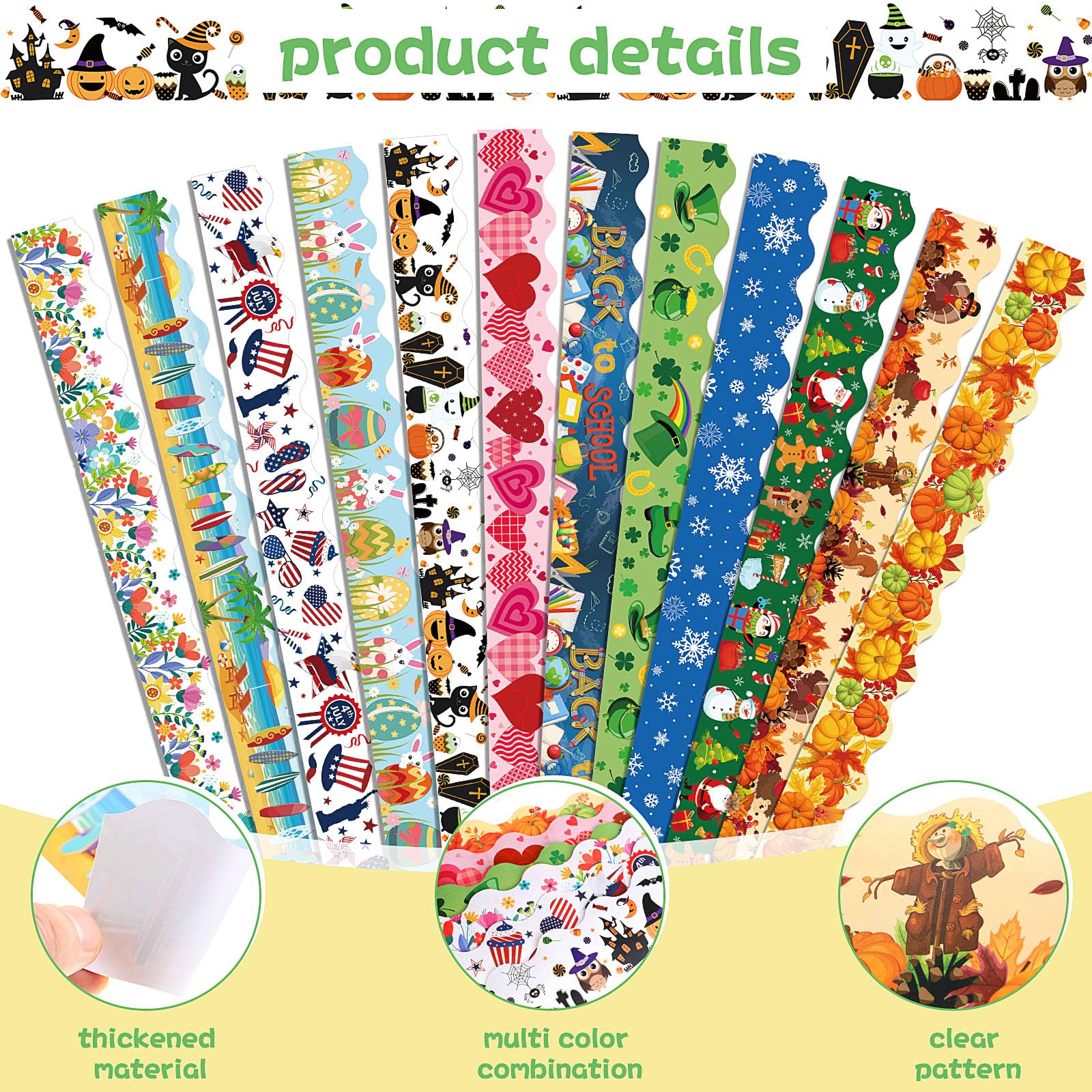 Snapklik.com : 12 Rolls 394 Ft Holiday Bulletin Board Borders Seasonal ...