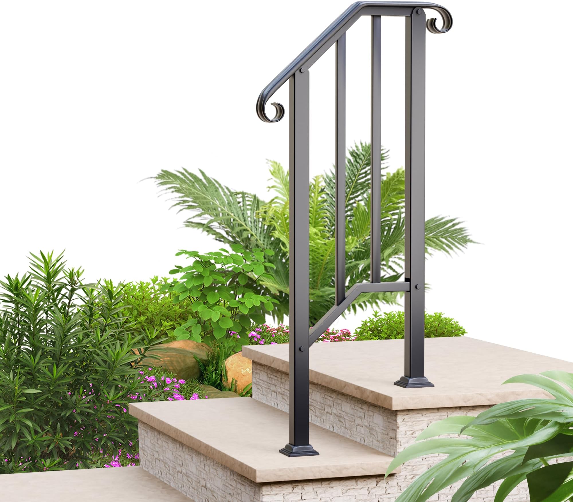 2 Step Handrails for Outdoor Steps, Fit 1 or 2 Steps Outdoor Stair ...