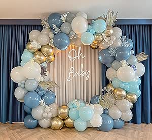 Amazon.com: Dusty Blue Balloon Arch Kit,132Pcs Blue Balloon Arch kit with Dust Blue sand White ...
