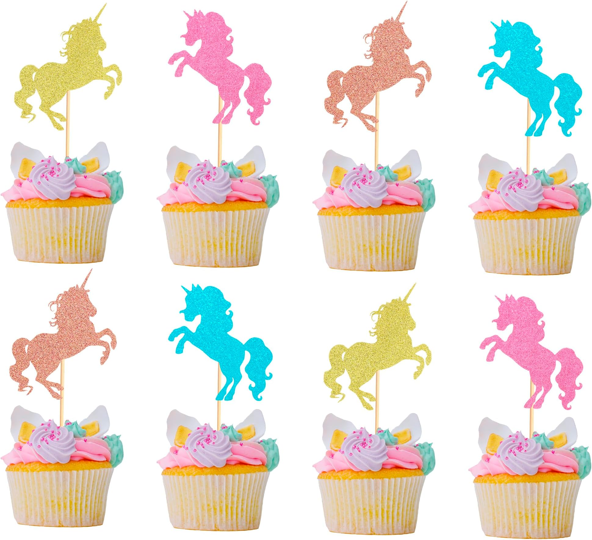 Amazon.com: Arthsdite 24Pcs Unicorn Cupcake Toppers Colorful Unicorn ...