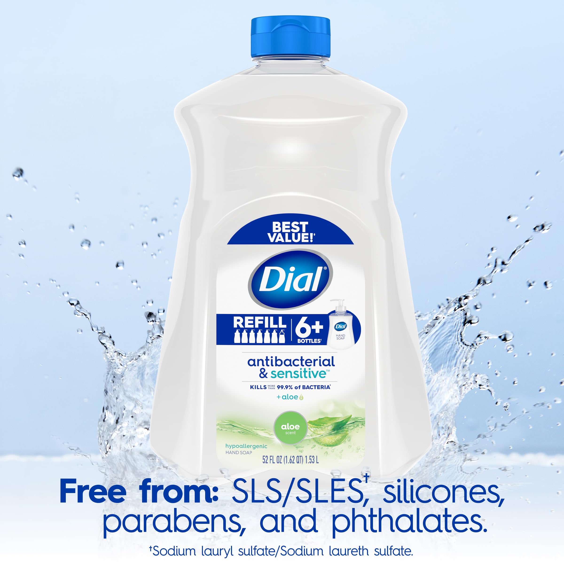 Snapklik.com : Dial Liquid Hand Soap Refill, Aloe, 52 Fluid Oz