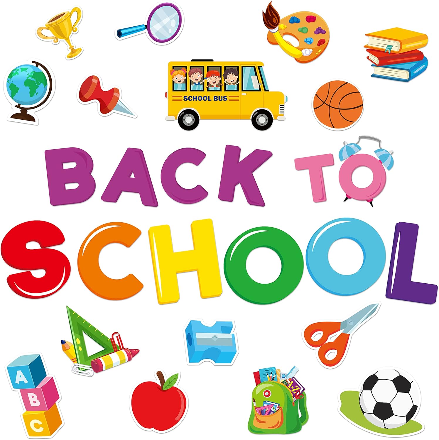 Amazon.com : BeYumi 69Pcs Back to School Cutouts Bulletin Board ...