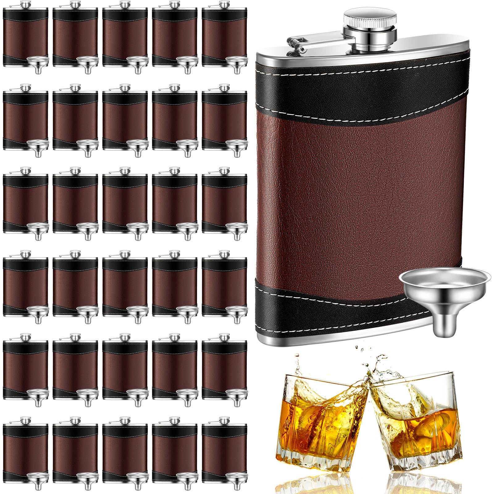 Amazon.com | Rtteri 8 oz Leather Hip Flasks for Liquor for Men Leak ...