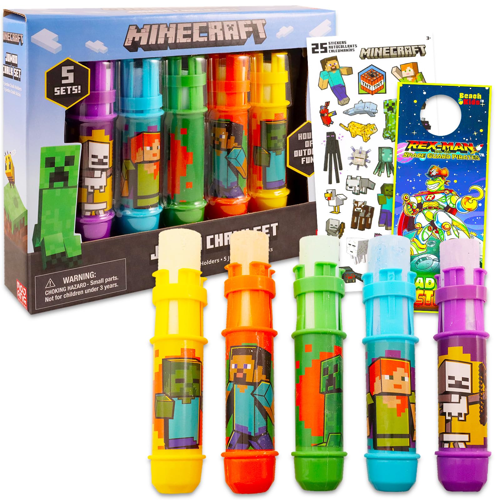 Amazon.com: Minecraft Sidewalk Chalk Party Supplies for Kids - Bundle ...