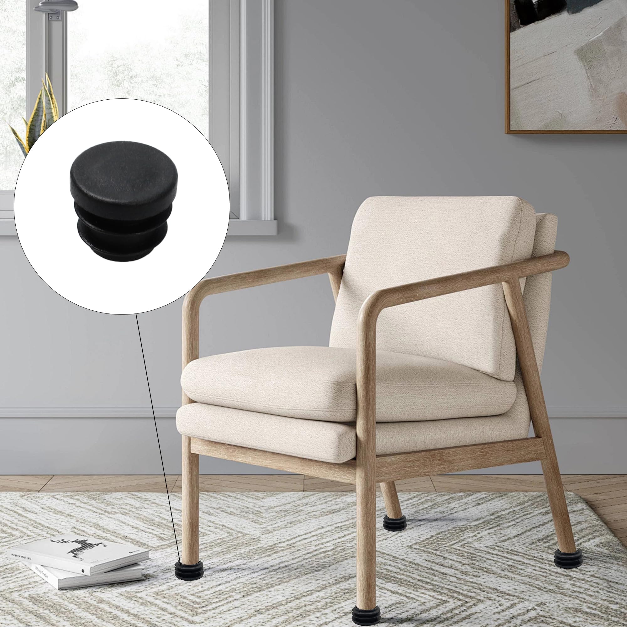 Snapklik.com : 12 PCS 5/8 Inch Round Plastic End Caps, Black Chair Leg ...