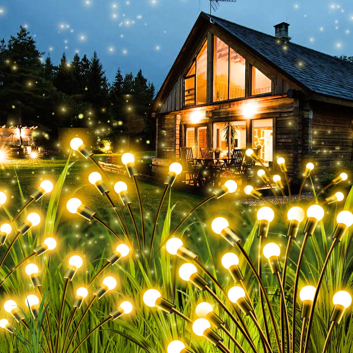 Klymix 6 Pack Solar Garden Lights, New Upgraded 8 LED Firefly Garden Lights Solar Outdoor ...