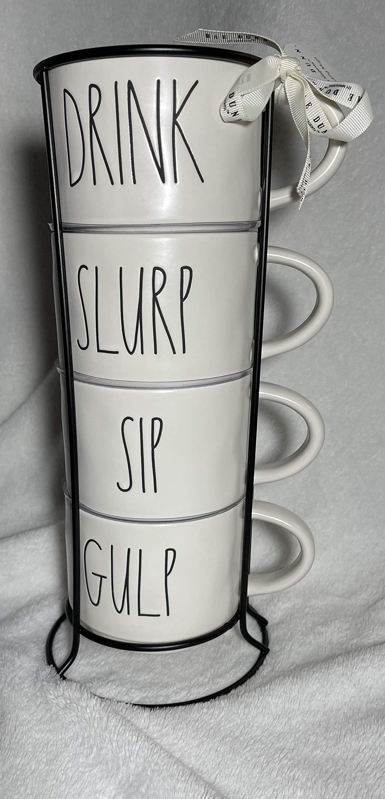 Amazon.com: Rae Dunn Magenta Set of 4 Espresso Mugs | SIP, GULP, DRINK ...