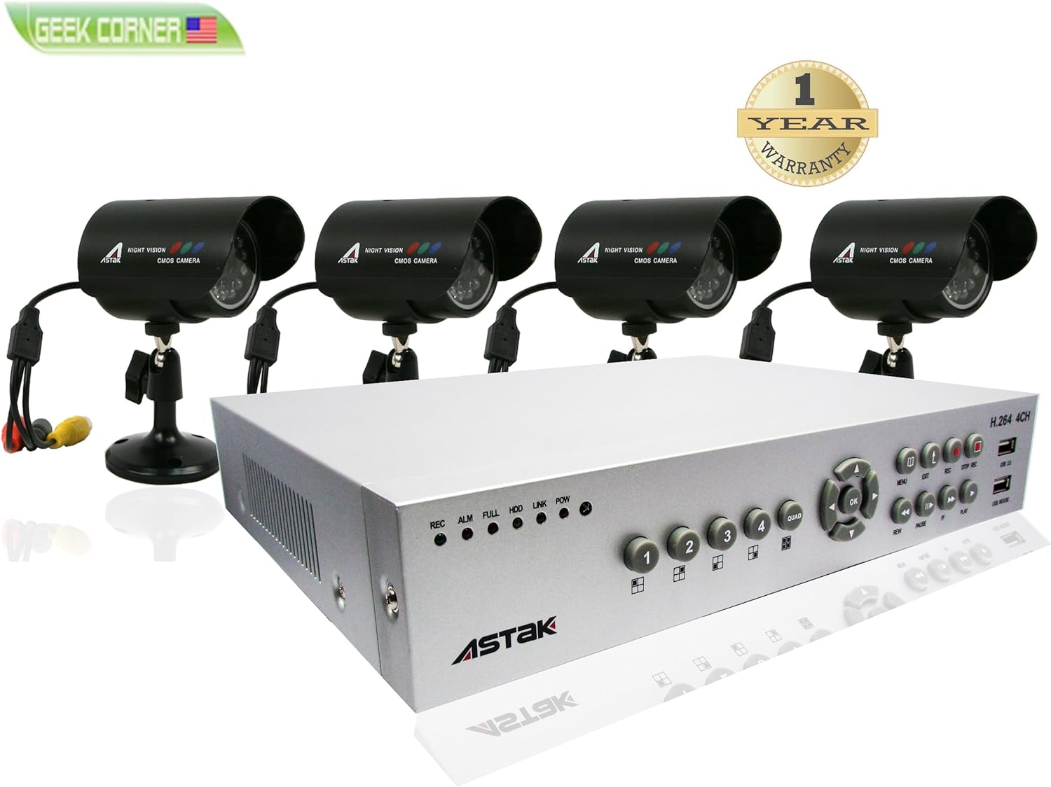 Amazon.com : Astak CCTV 4 Channel Video Audio H.264 Real-time Security ...