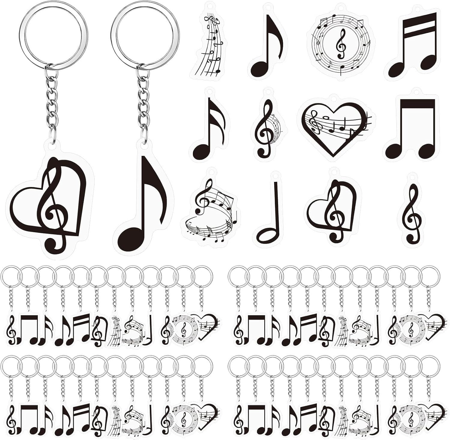 GANGBARU 60 Pcs Music Gifts Set Musical Note Keychain Acrylic Music ...