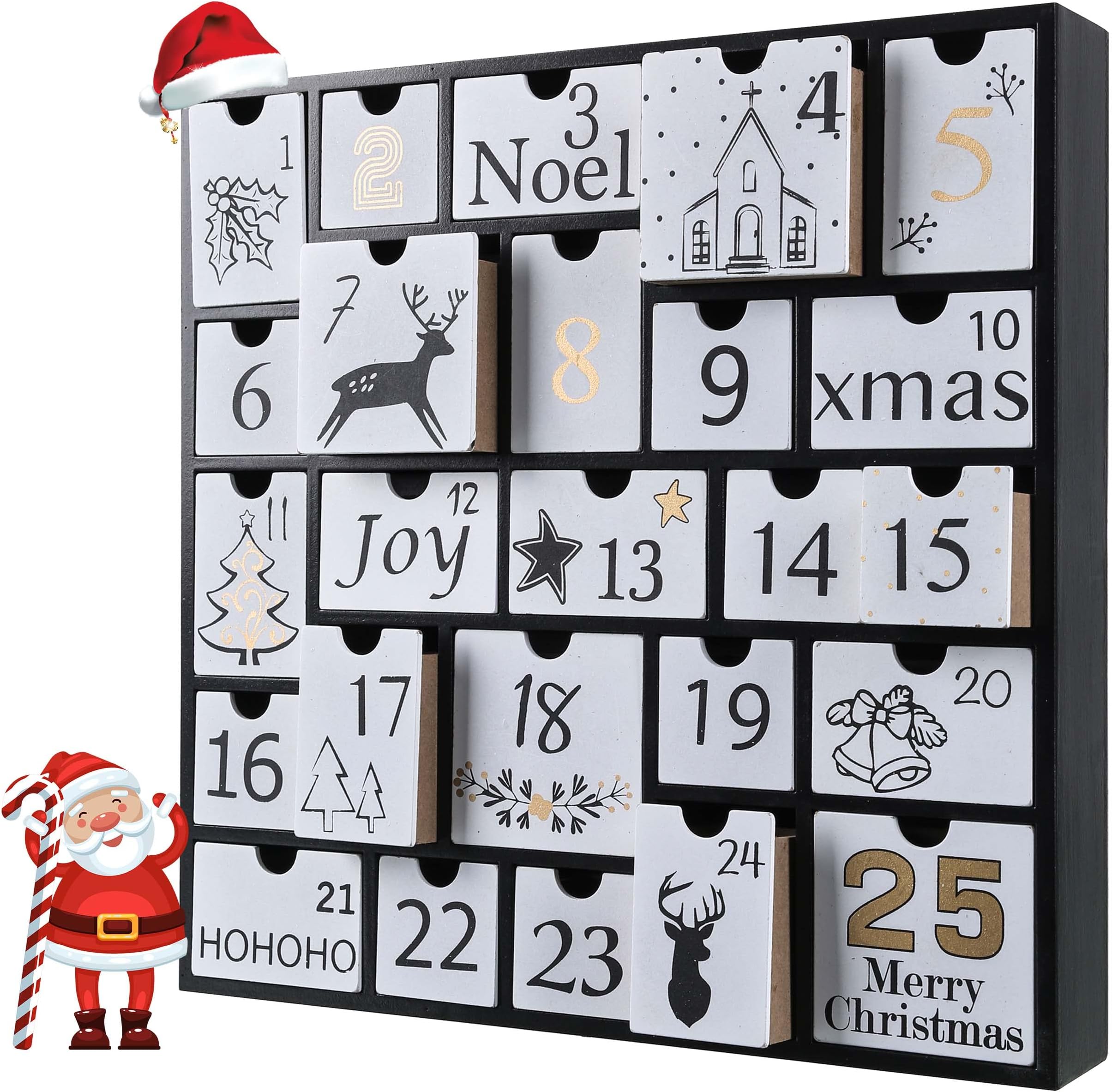 Amazon.com: SUNGIFT Christmas Wooden Advent Calendar Boxes with 25 ...