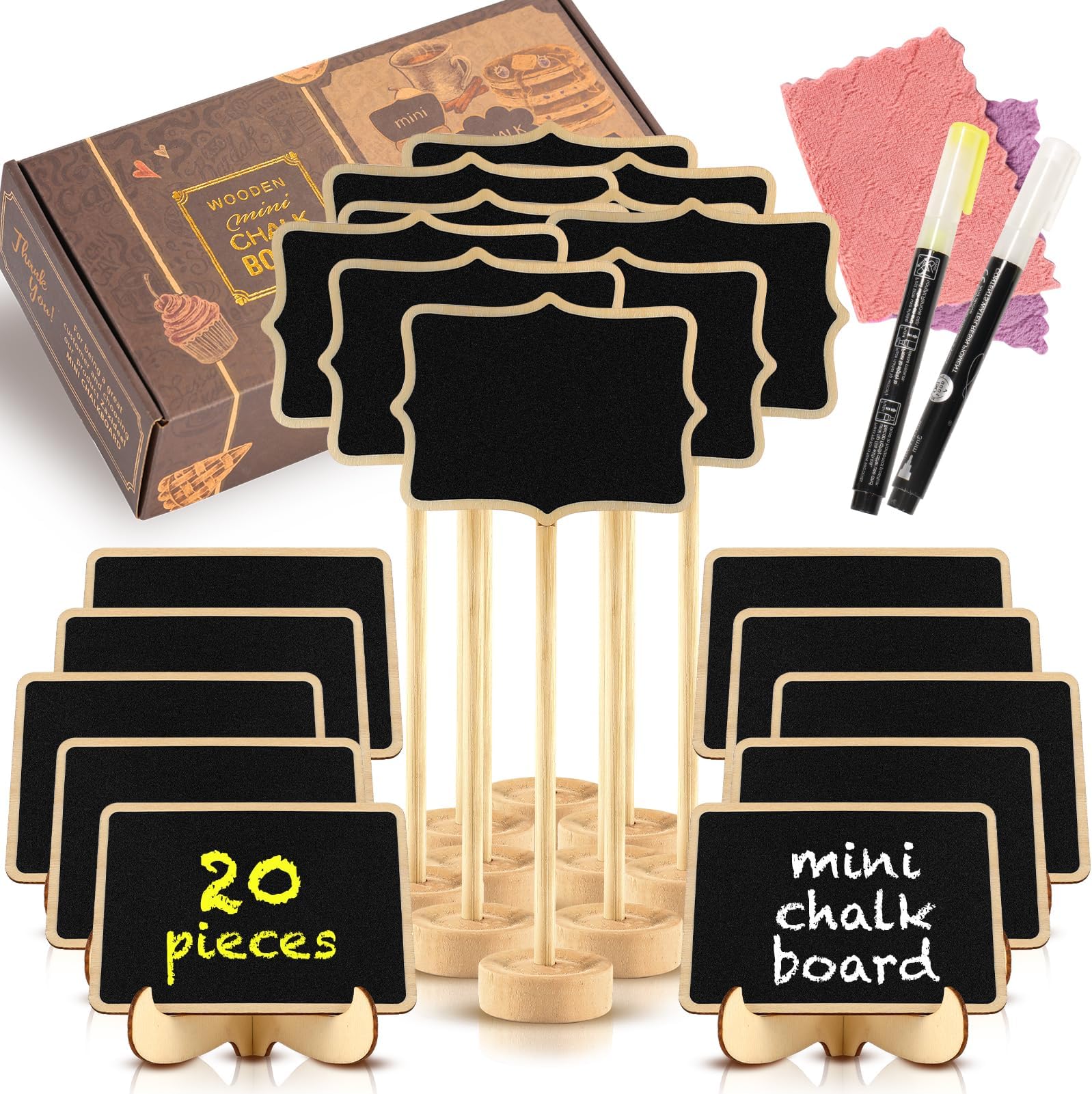Amazon.com : 20Pcs Wood Mini Chalkboard Signs,Food Labels for Party ...