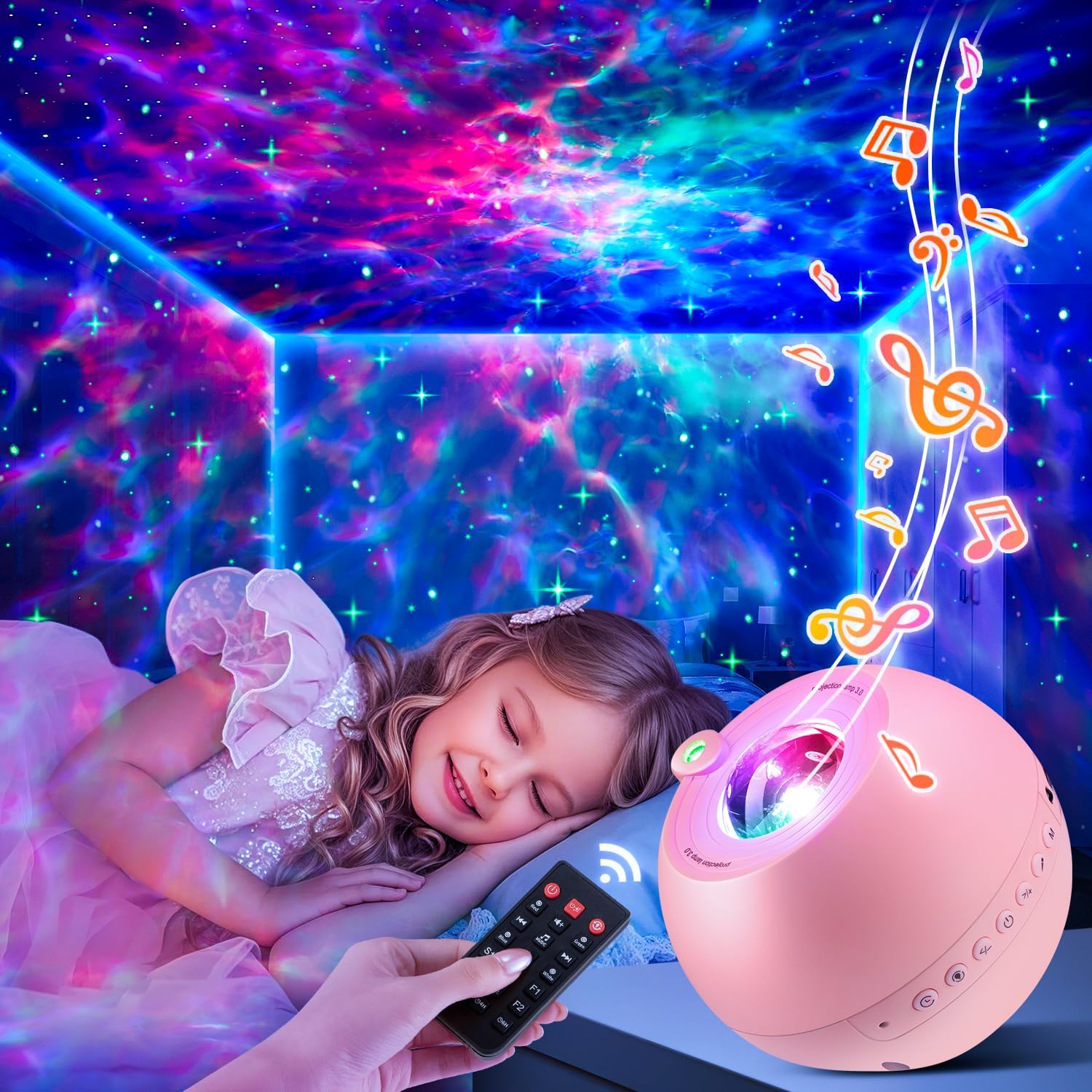 One Fire Galaxy Projector for Bedroom, 15 Colors+15 White Noise ...