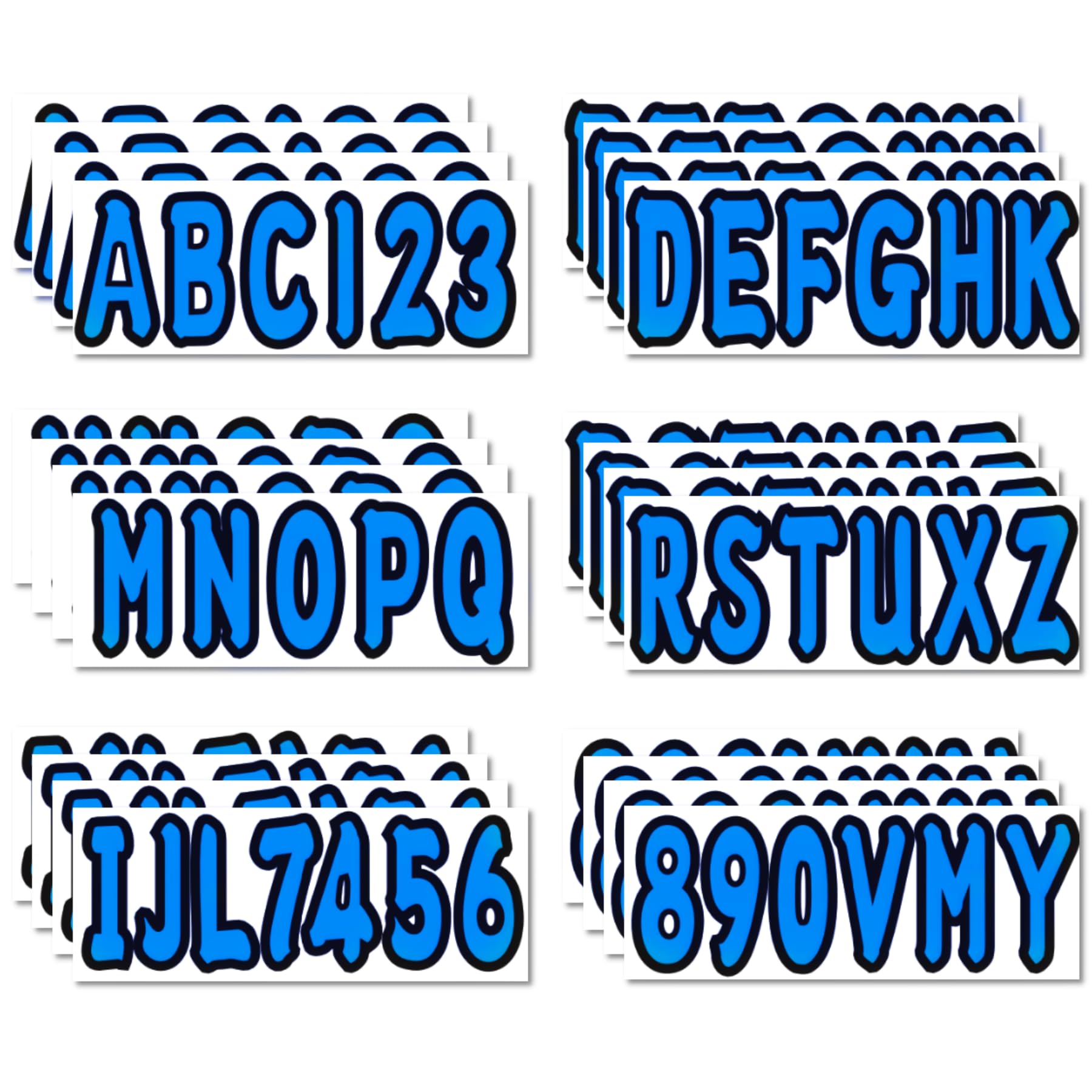 Snapklik.com : 4 Sets 3" Boat Letters Numbers Stickers Decals Blue ...