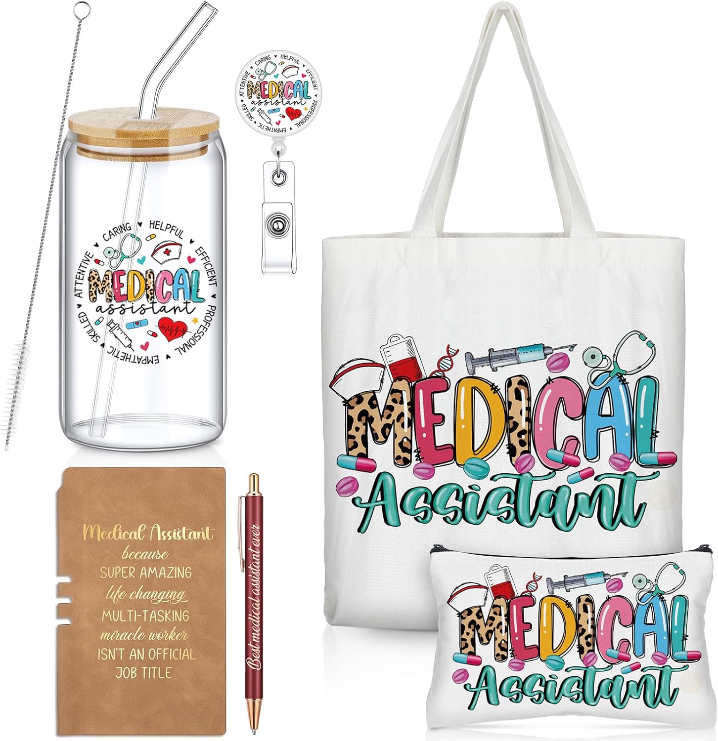 Amazon.com | Skylety 6 Pcs Medical Assistants Gift Set 16oz Glass ...