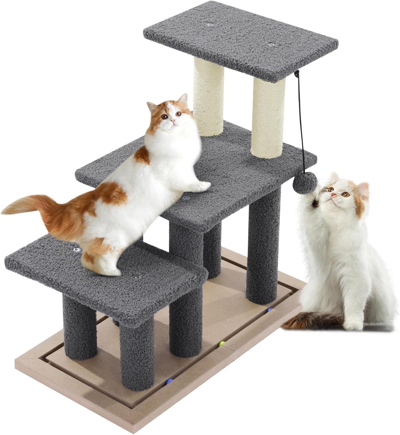 Amazon.com : MABOZOO Cat Stairs for Bed, 3-Step Pet Stairs with Track ...