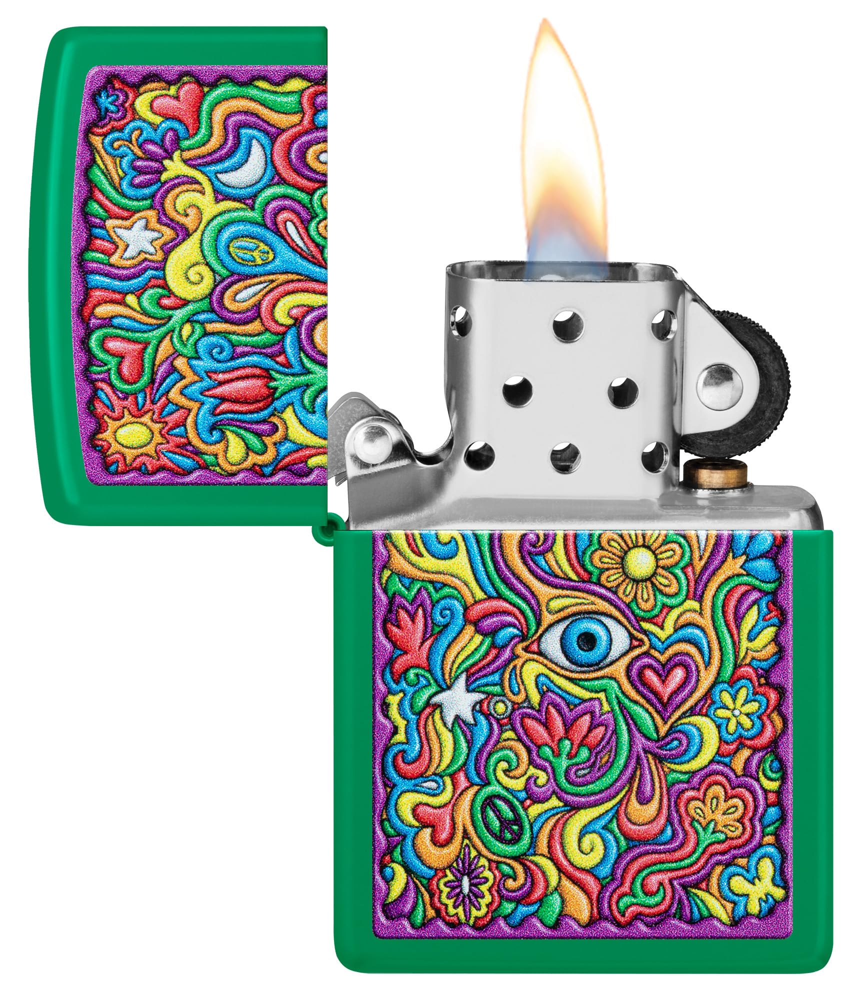Snapklik.com : Trippy Design Grass Green Matte Pocket Lighter
