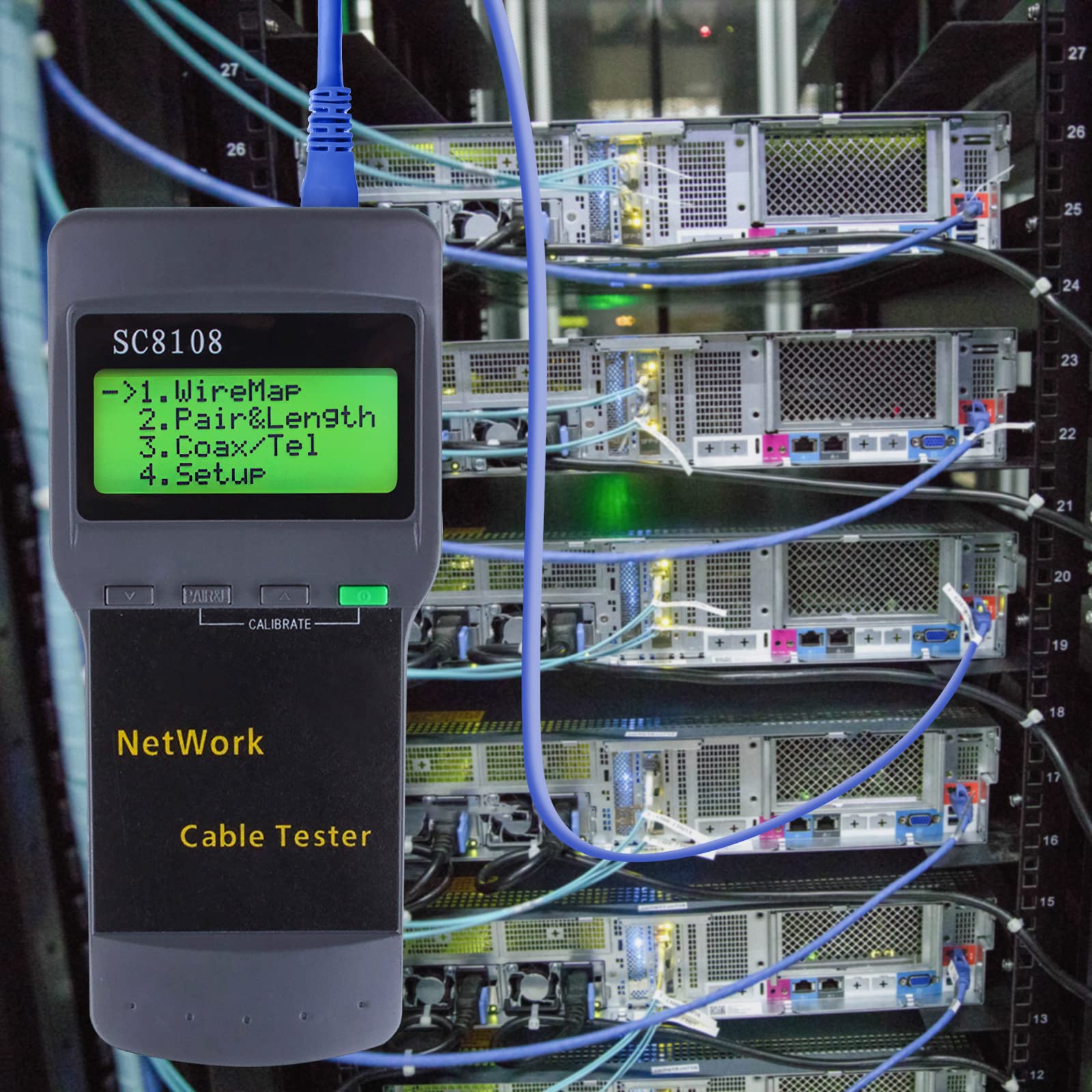 Powstro Network LAN Length Cable Tester Meter 5E 6E SC8108 CAT5 RJ45 ...