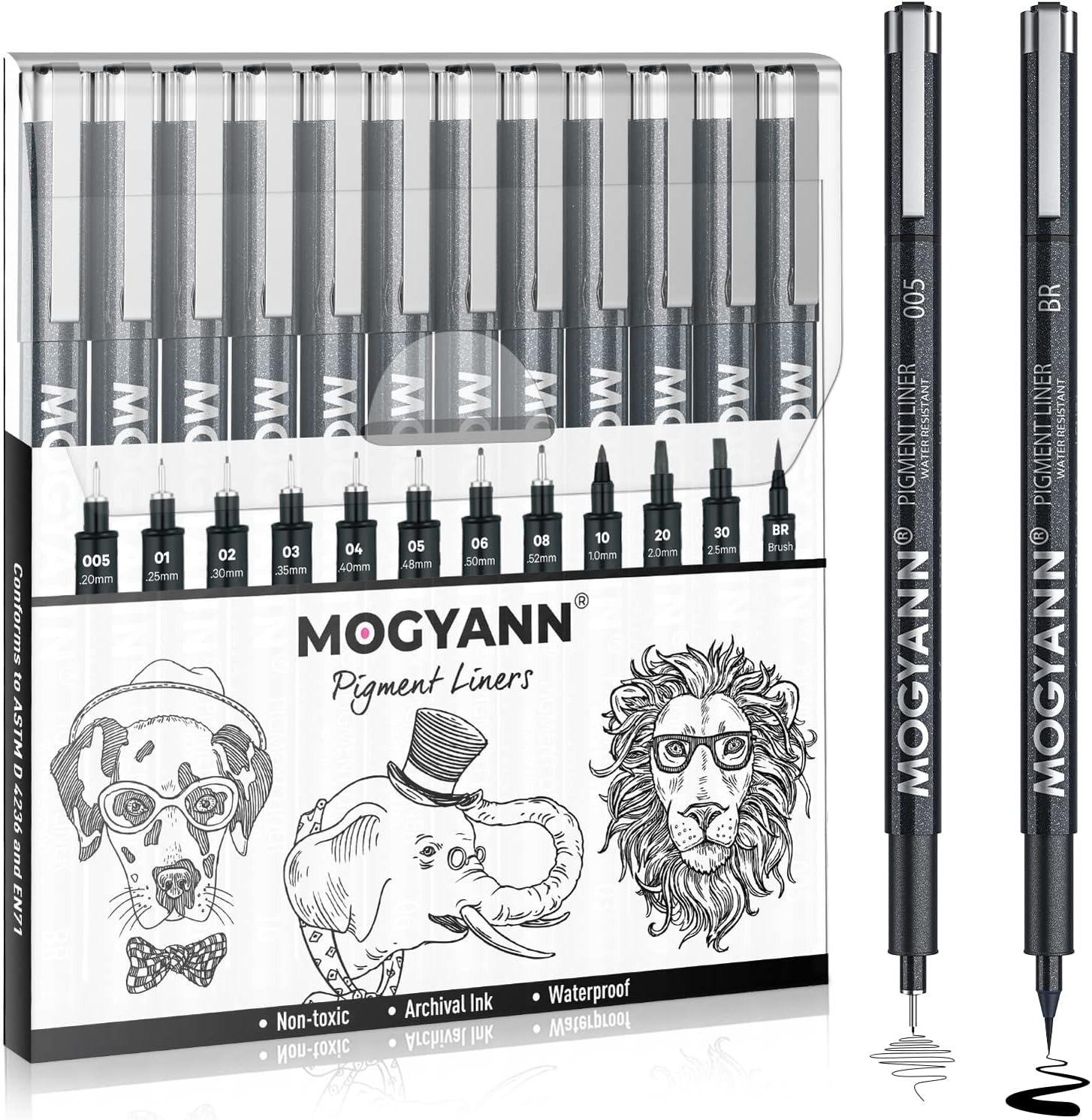 Amazon.com : Mogyann Drawing Pens Black Art Pens for Drawing 12 Size ...