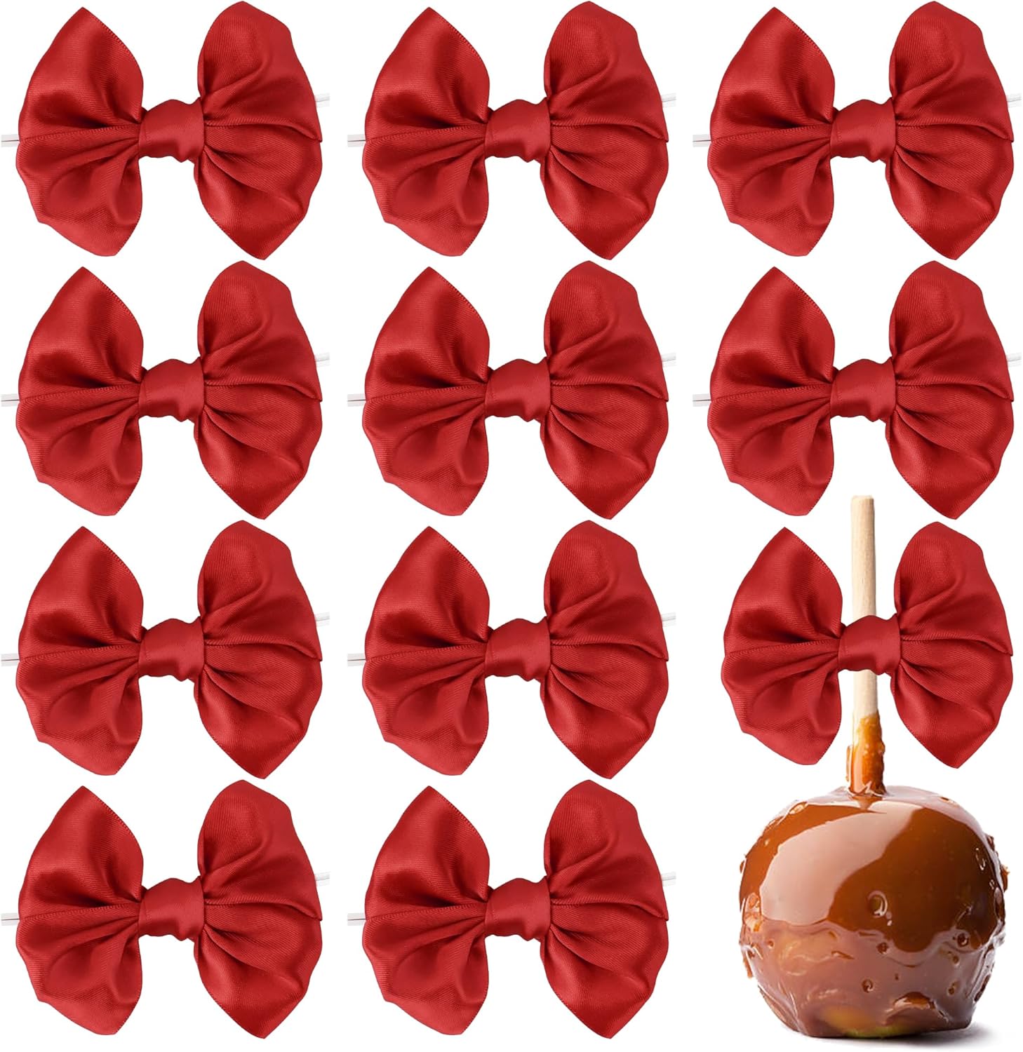 Amazon.com: AIMUDI Red Satin Ribbon Twist Tie Bows for Treat Bags 3.5 ...
