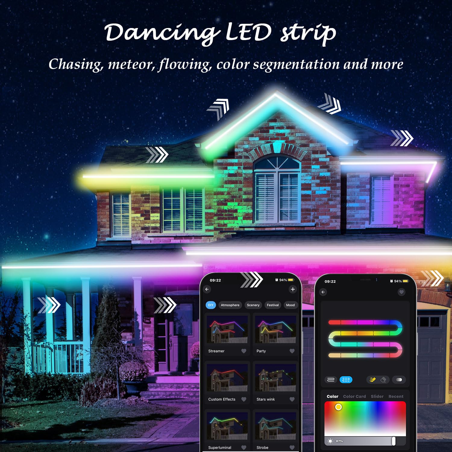 Snapklik.com : Lichaser Continuous 100FT RGB+IC Strong LED Strip Lights ...