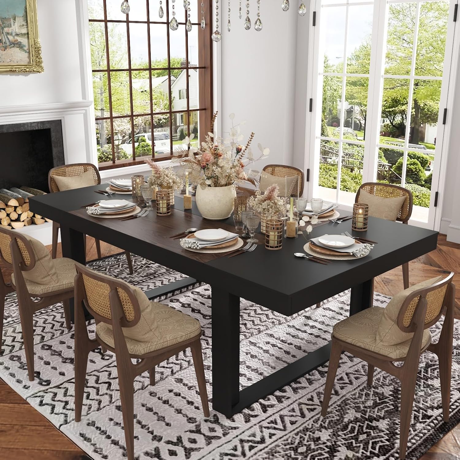 Amazon.com - JOIKUJIA Modern Dining Table for 6-8 People, 86” Large ...