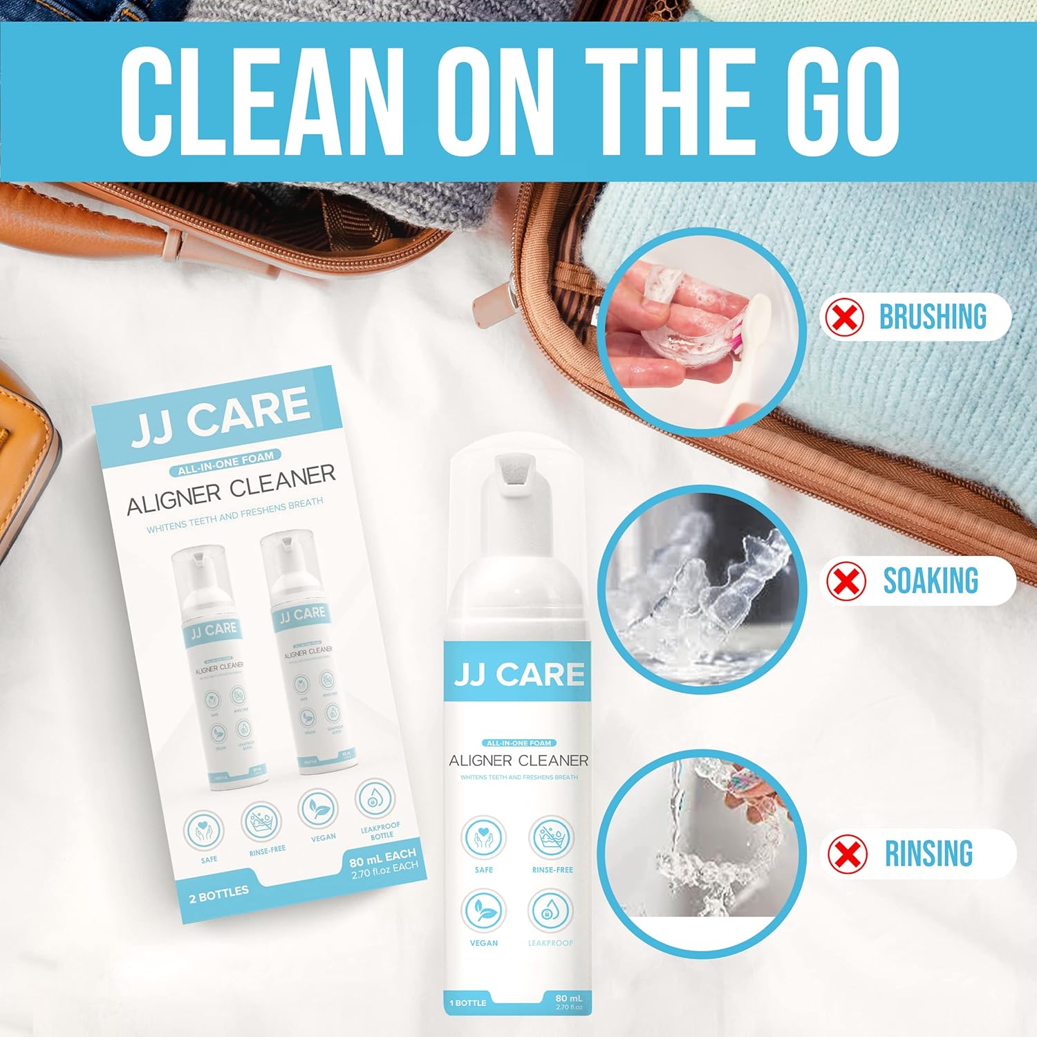 Buy JJ CARE Aligner Cleaner [Pack of 2] 80ml, Invisalign Cleaner, Lemon ...