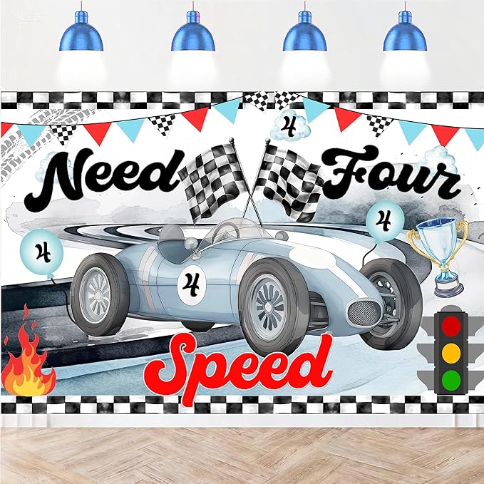 Amazon.com: Need Four Speed Birthday Banner Backdrop Truck Need Four ...
