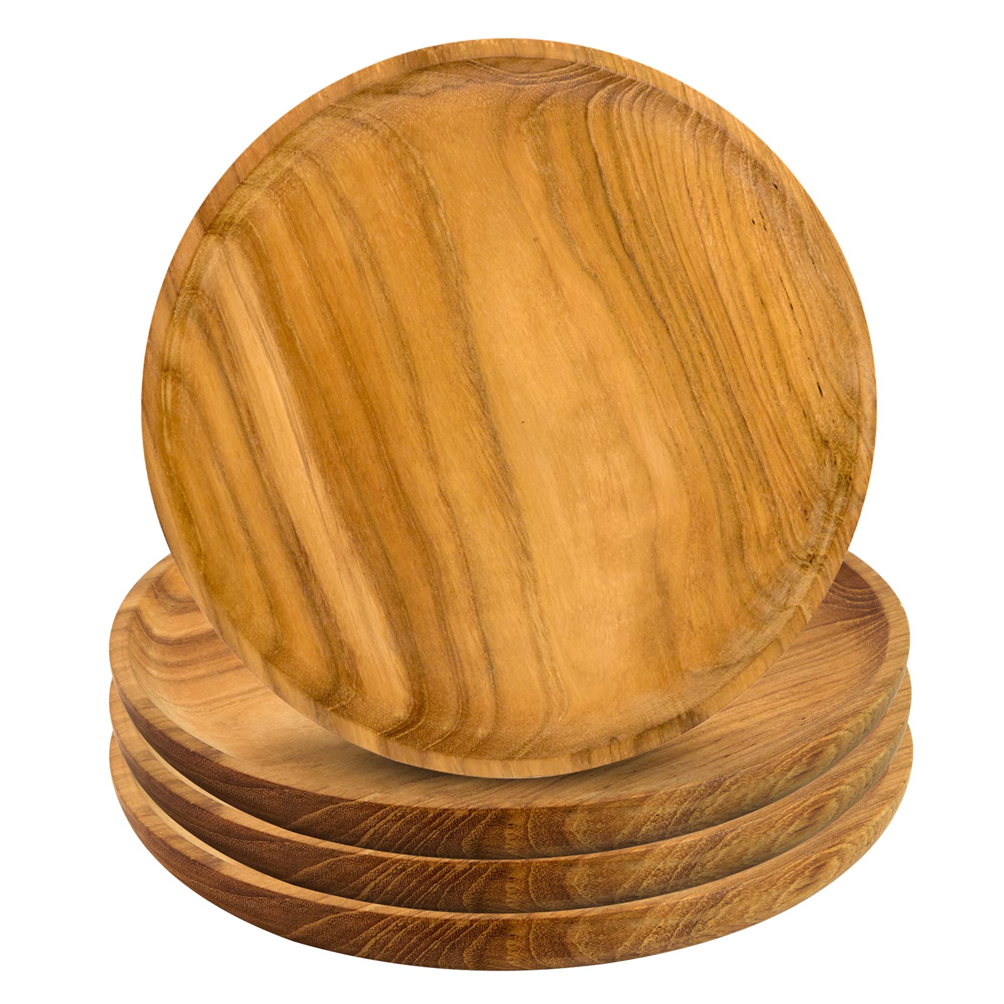 Buy 9 Inch Plates, Teak Wood Appetizer and Dinner Plates, Lunch Plate ...