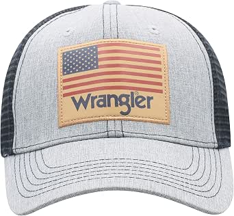 Amazon.com: Wrangler Gorra Snapback ajustable con parche de bandera de ...