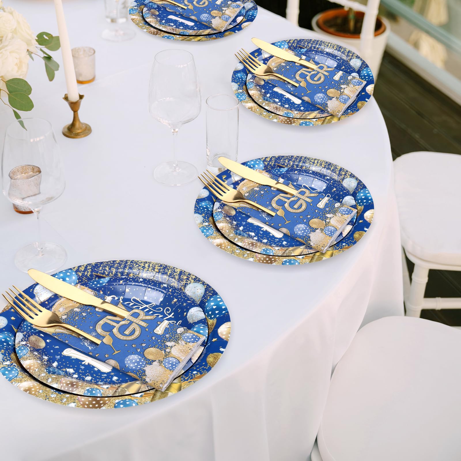 Snapklik.com : GWHOLE Grad Party Plates And Napkins Blue Paper Plates
