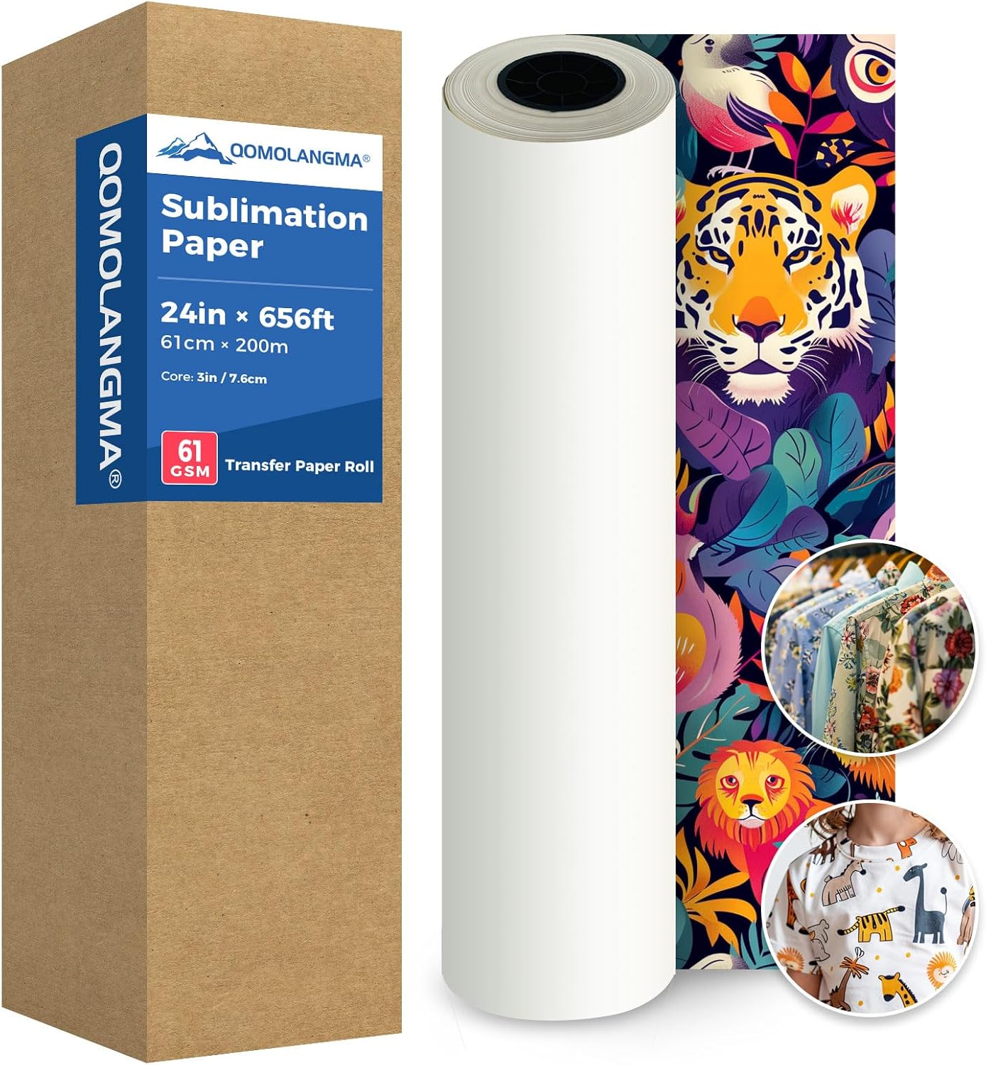 Amazon.com : 24in x 656ft Dye Sublimation Transfer Paper Roll 3 in Core ...