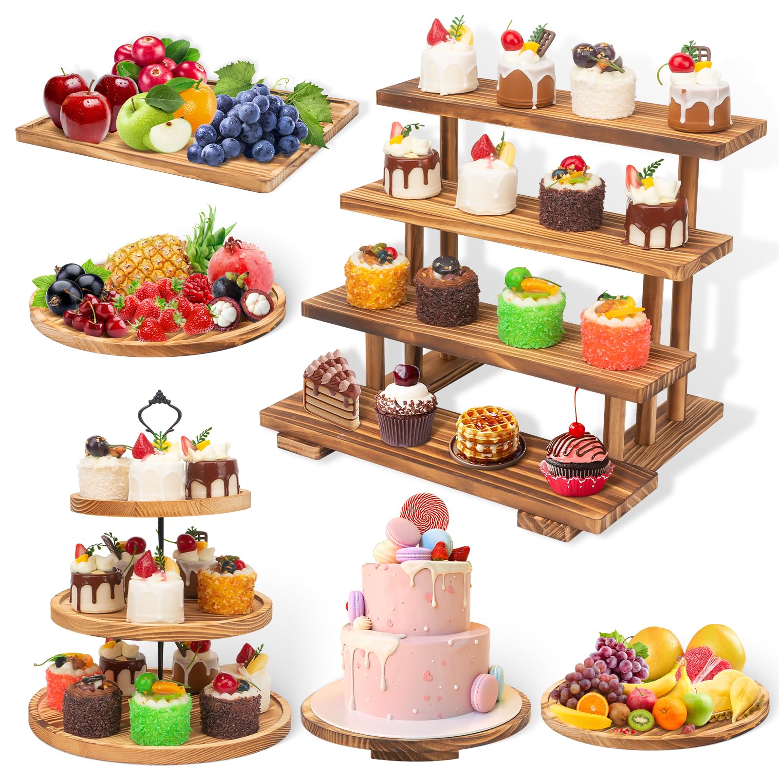 Amazon.com: 6 Pcs Cupcake Stands Dessert Table Display Set, Wood Cake ...