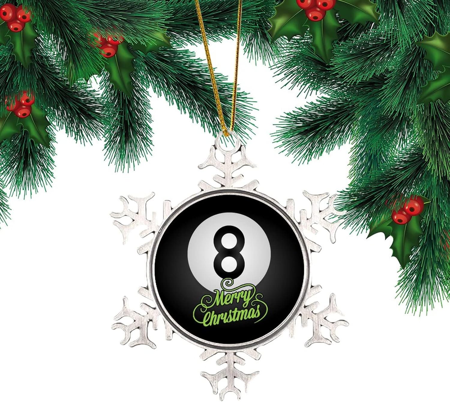 Amazon.com: Pewter Snowflake Ornament Pool Billiards Ball Merry ...