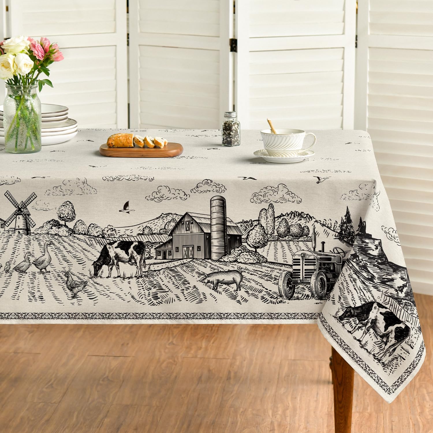 Amazon.com: Horaldaily Tractor Milk Farm Rectangular Tablecloth 52x70 ...