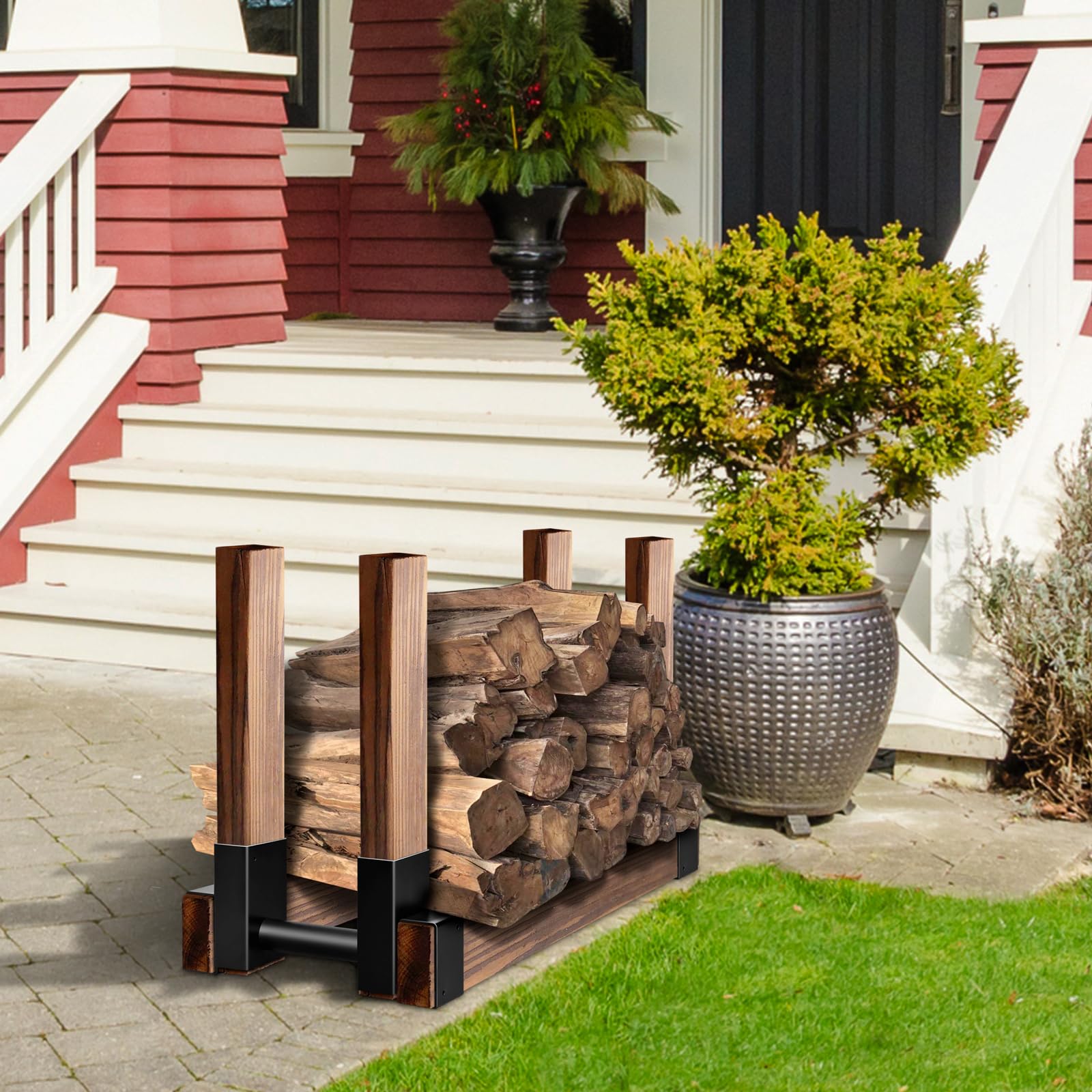Snapklik.com : Amagabeli Set Of 4 Pack Outdoor Firewood Log Storage ...