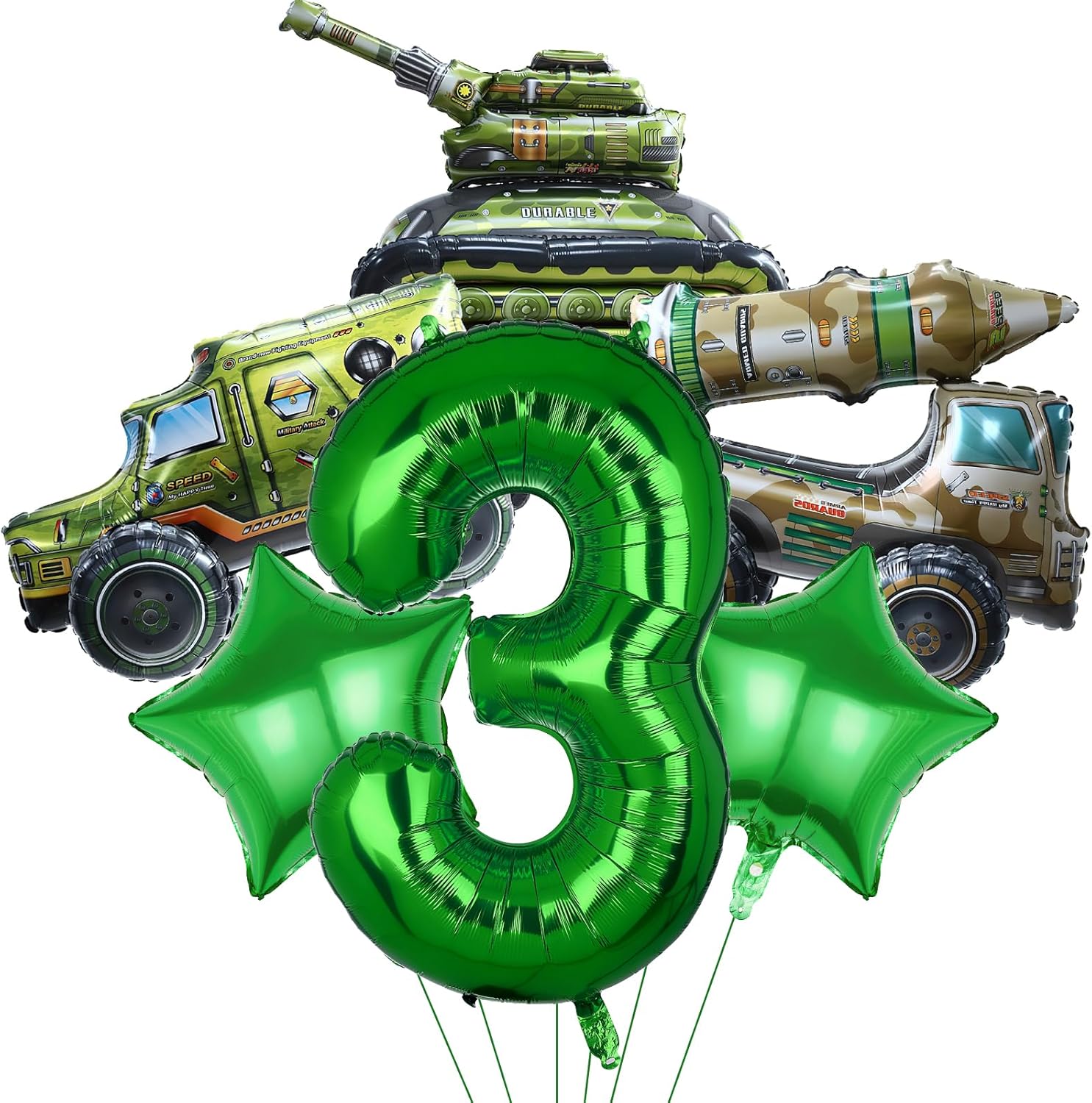 Amazon.com: 6 Pieces Army Tank Balloons, 3D Assembly Camouflage Tank ...
