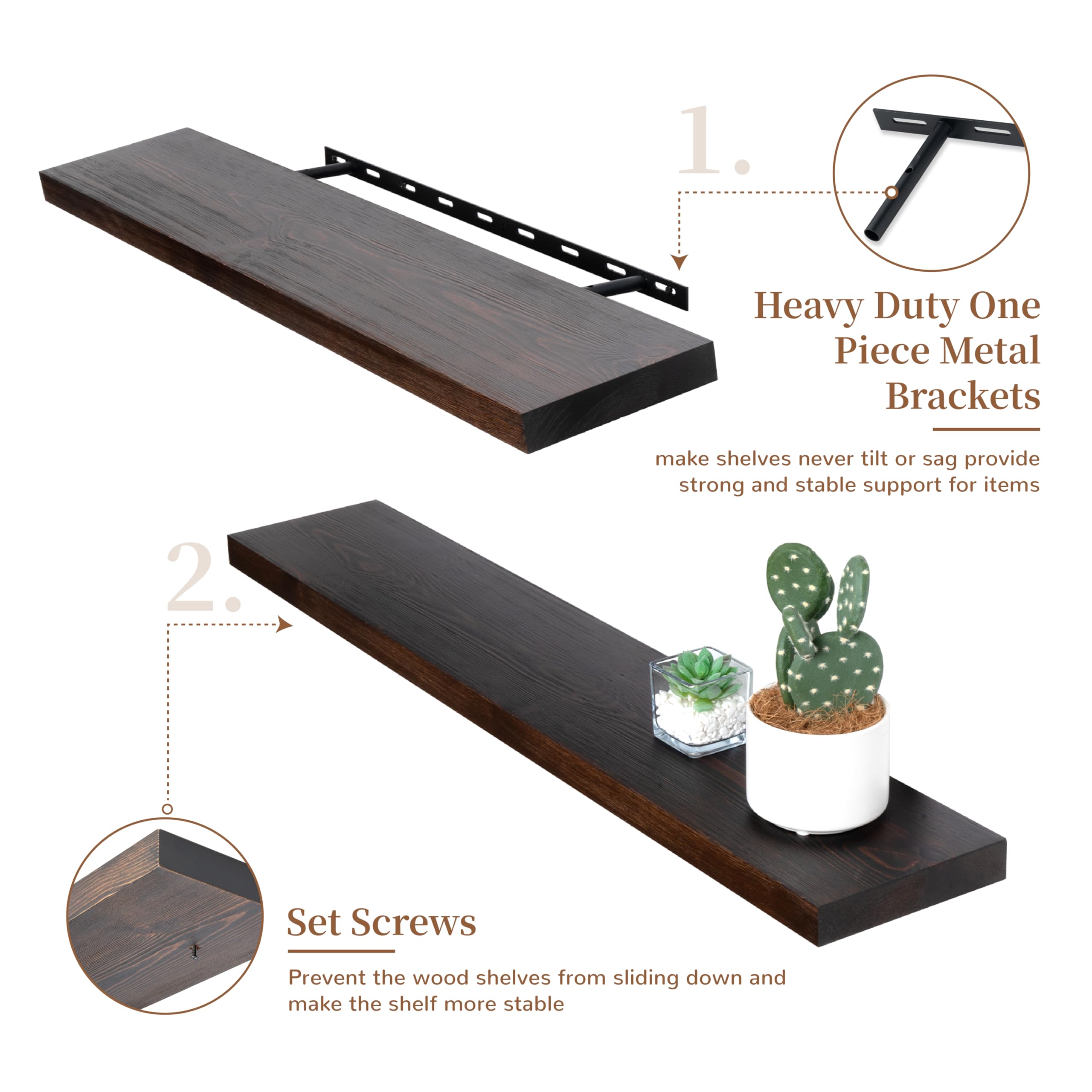 Floating Shelves for Wall 36 Inches Long, Rustic Wood Floating Shelves ...