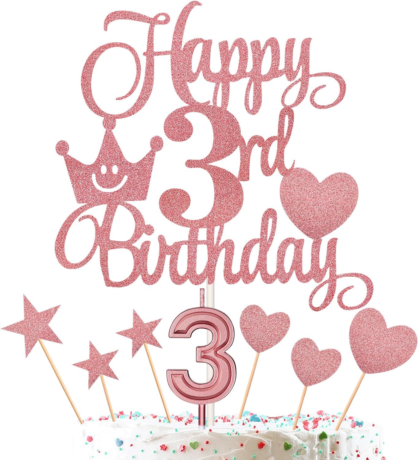 Amazon.com: 3rd Birthday Cake Decorations Set Include 3rd Birthday ...