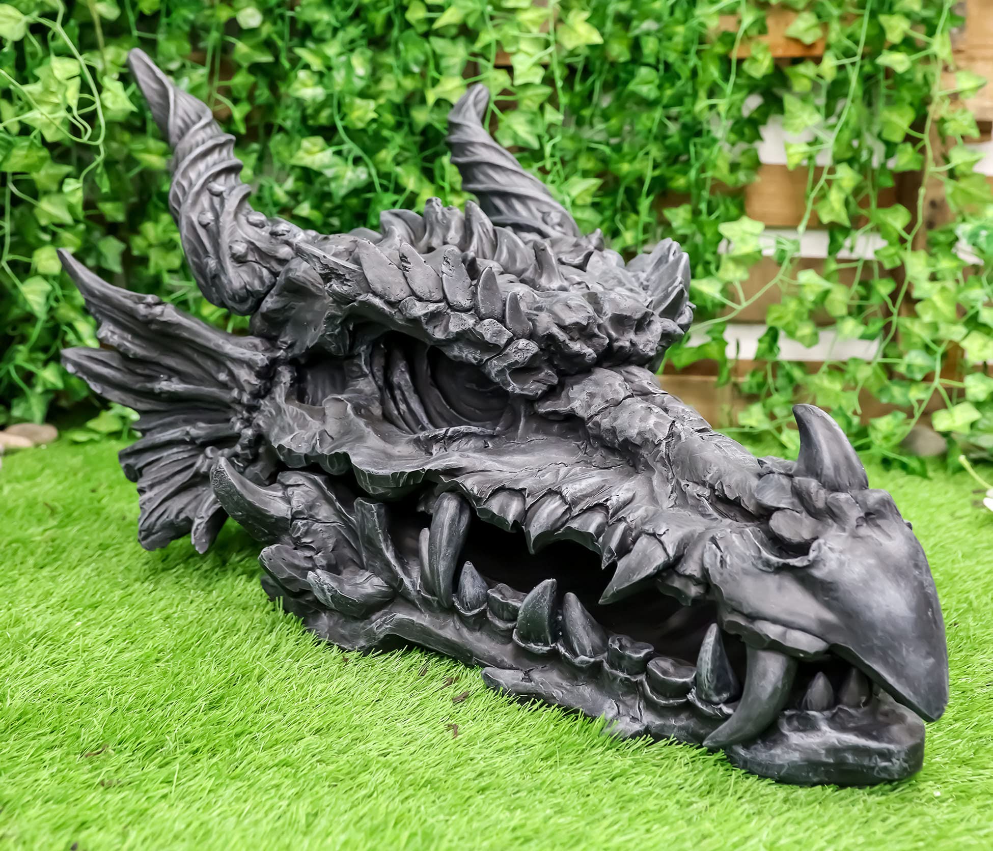 Buy Ebros Gift 27" Long Oversized Black Faux Stone Fossil Dragon Head ...