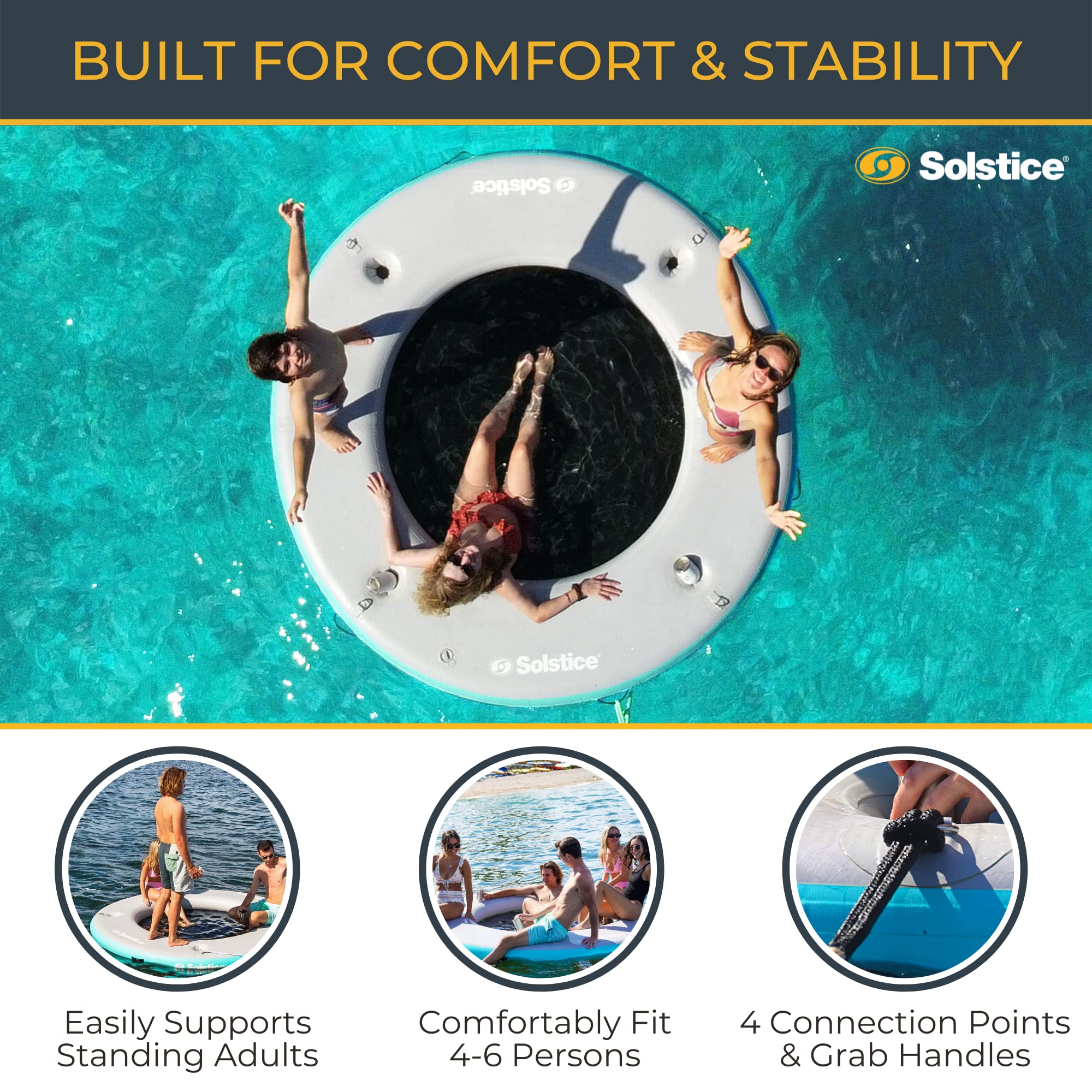 Snapklik.com : SOLSTICE ORIGINAL Floating Inflatable Dock Float W/ Mesh ...